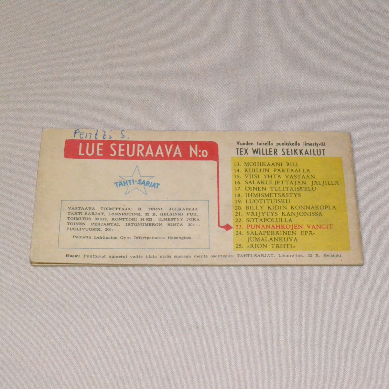 Tex liuska 22 - 1953 Sotapolulla (1. vsk)